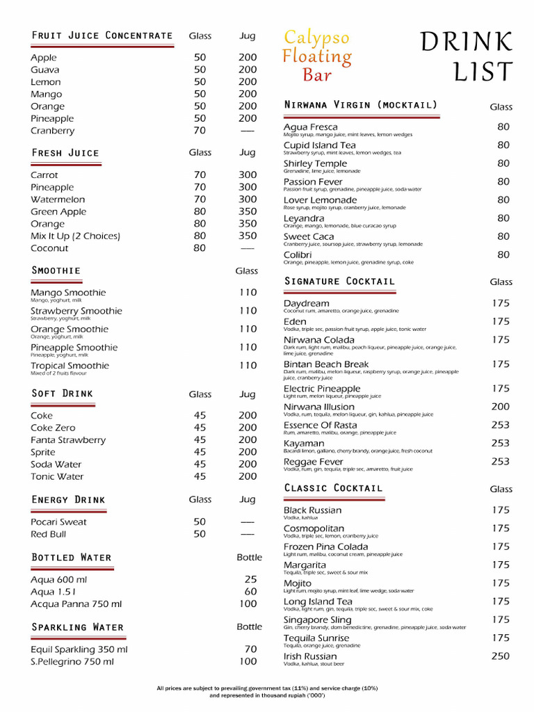 Calypso Drink 2024 | PDF