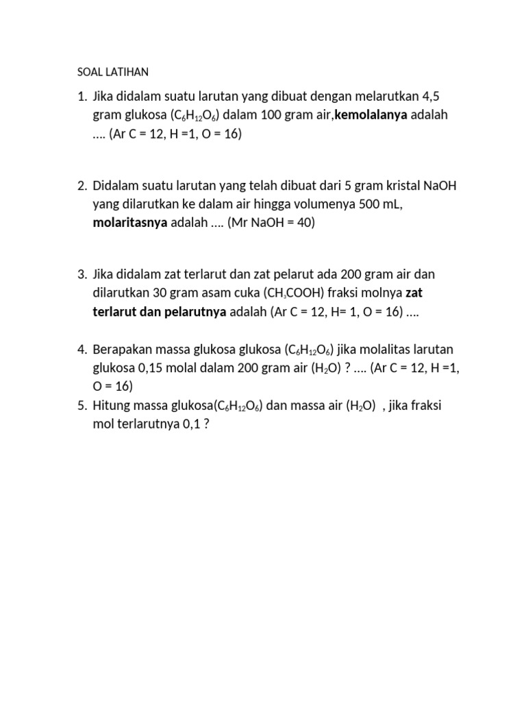 Soal Latihan Konsentrasi | PDF