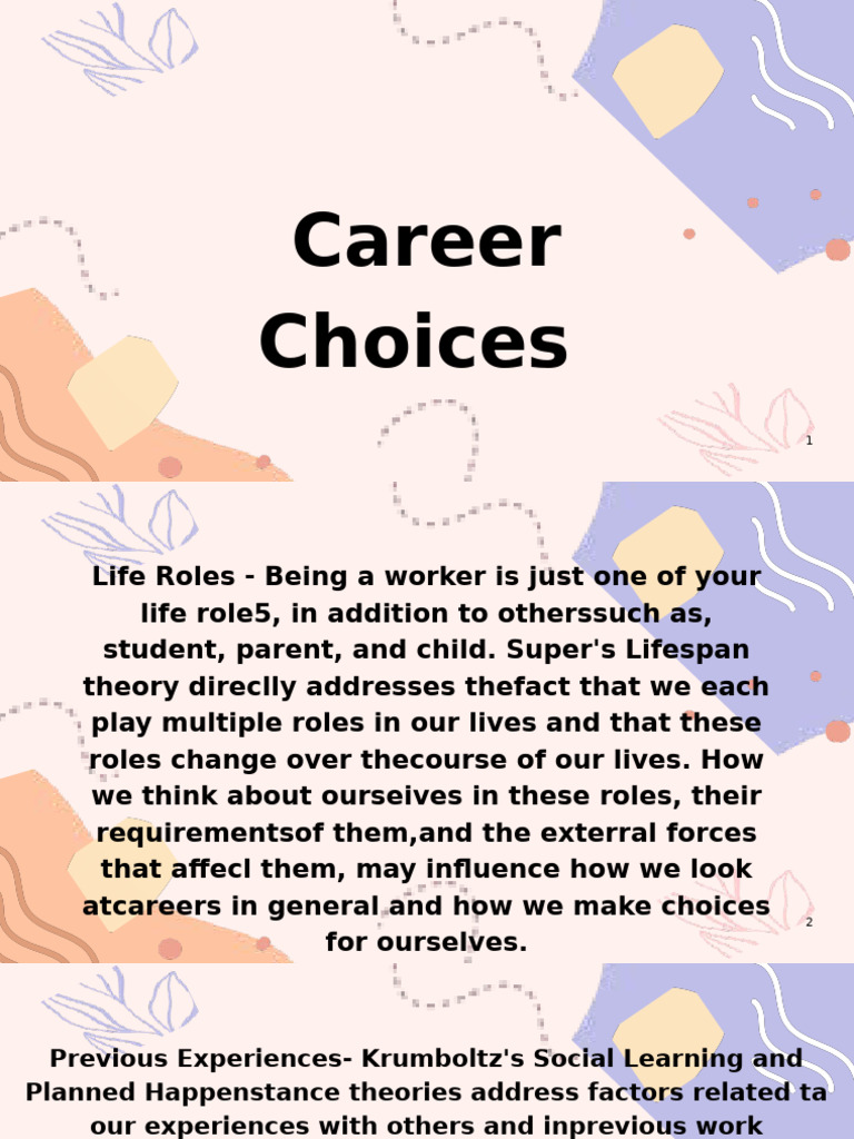 Career Choices | PDF | Cognitive Science | Psychological Concepts