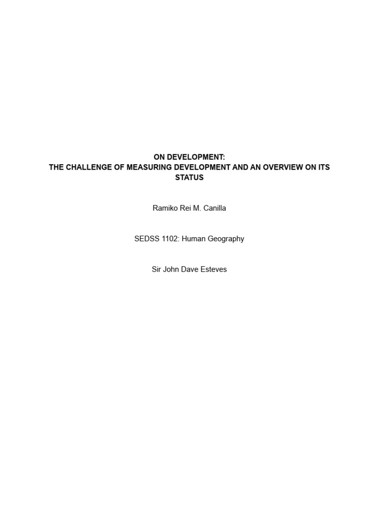 Geography of Development | PDF | Human Development Index | Developing ...