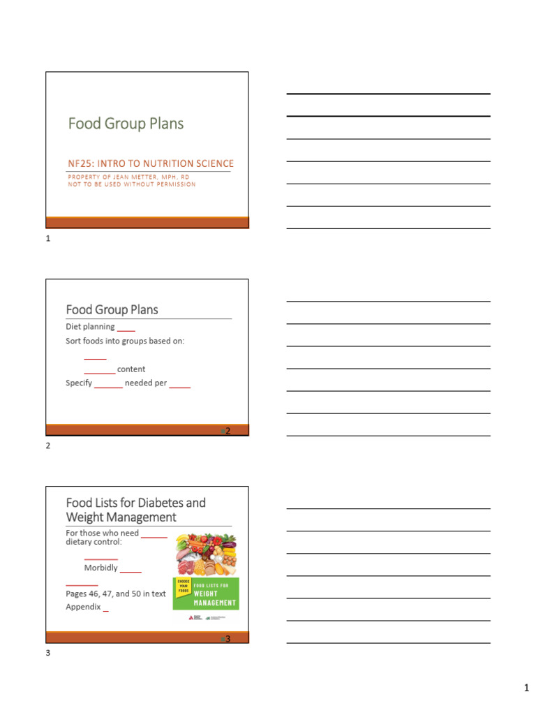 2 Food Group Plans With Blanks in Notes Format | PDF | Fat | Vegetable Oil