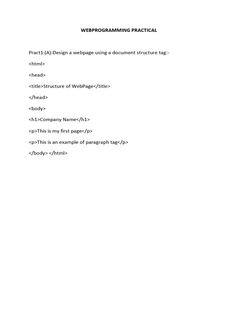 Webprogramming Practical | PDF | Html Element | Html