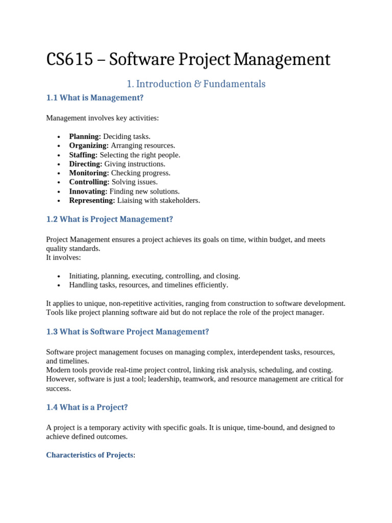 Software Project Management Essentials | PDF | Project Management ...