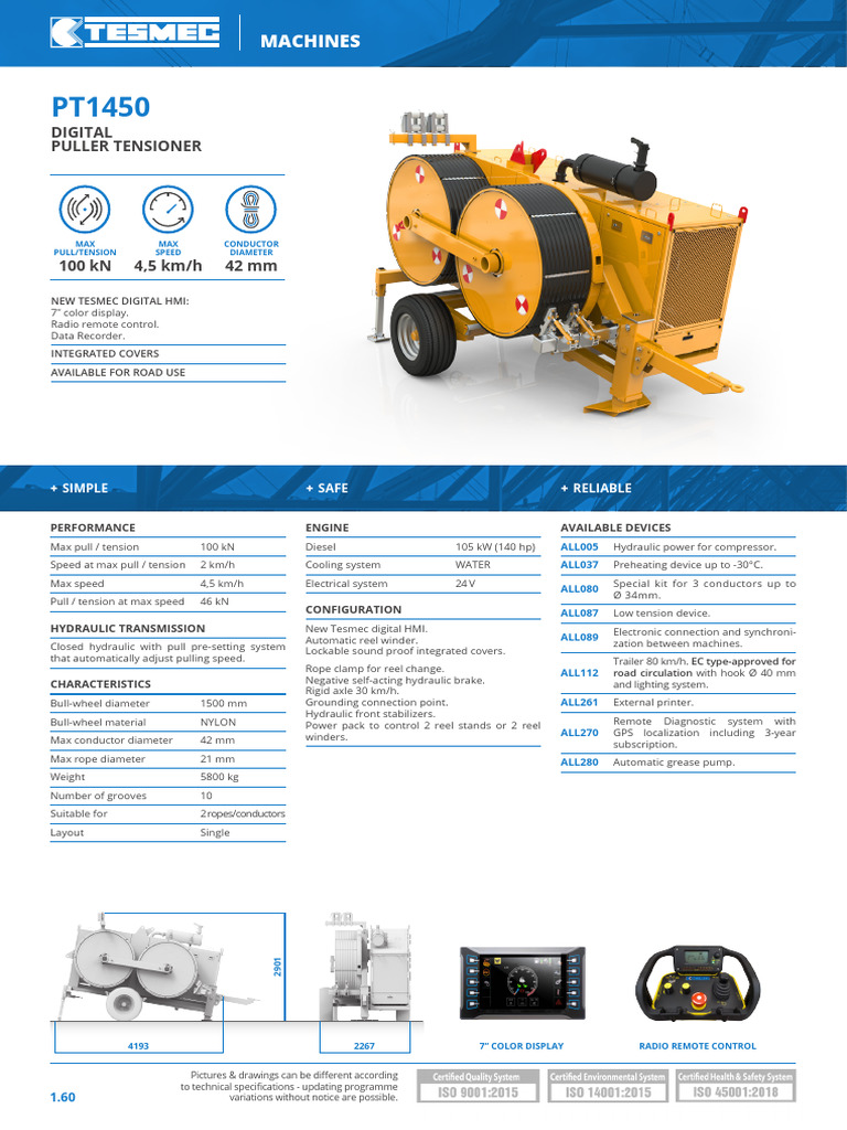 Tesmec-SE-1.60-PT1450 | PDF | Vehicle Technology | Manufactured Goods