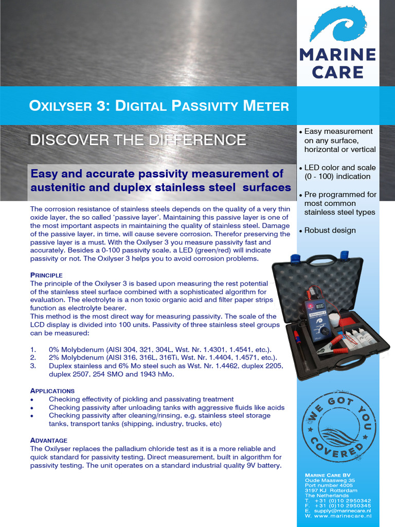 Stainless Steel Passivity Meter Guide | PDF | Stainless Steel | Corrosion