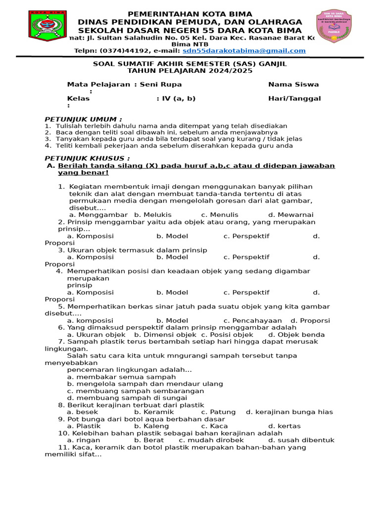 Soal Seni Rupa Fix | PDF