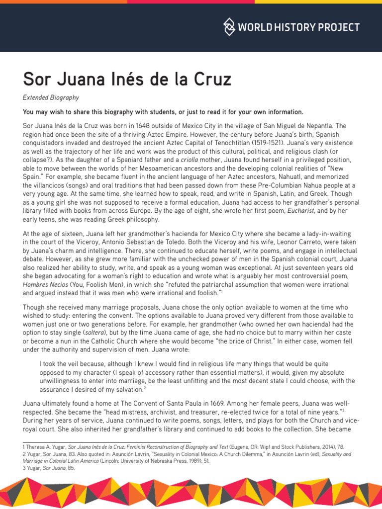 Sor Juana Inés de la Cruz Biography | PDF