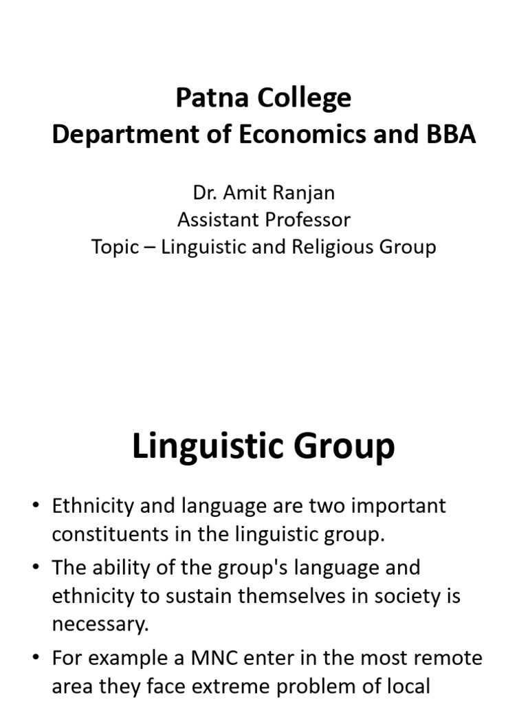 Dr. Amit Ranjan (Linguistic and Religious Group) | PDF