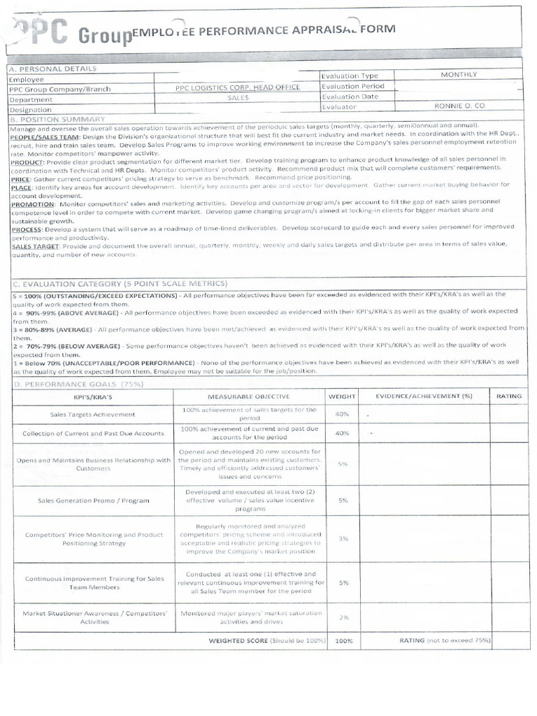 Edited - Employee Performance Appraisal Form - PDF Page 1 | PDF