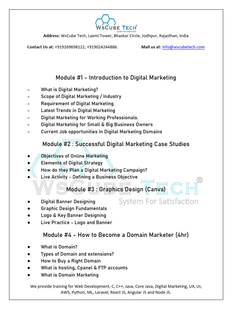WsCube Tech Digital Marketing Course (2022) | PDF | Search Engine ...