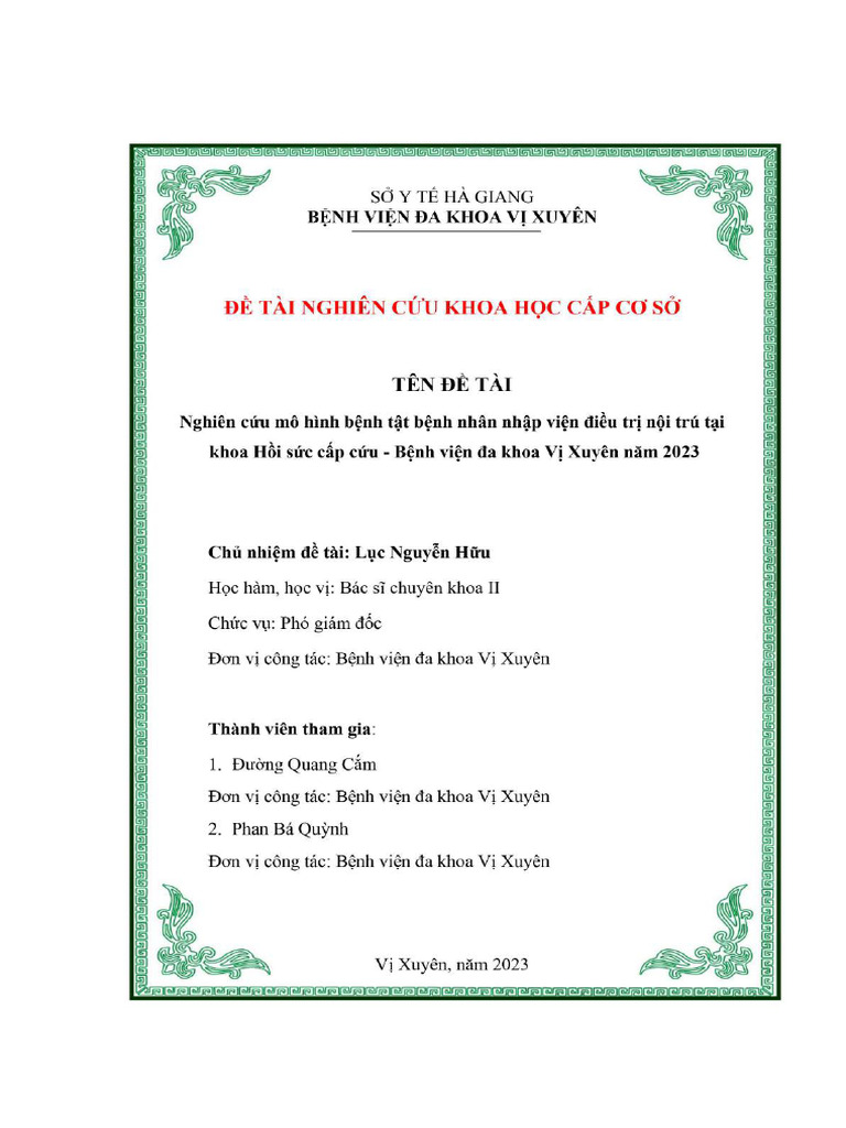 15 Nghien Cuu Mo Hinh Benh Tat Benh Nhan Nhap Vien Dieu Tri Noi Tru Tai ...