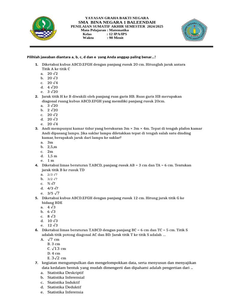 Soal Psat MTK 2023 | PDF