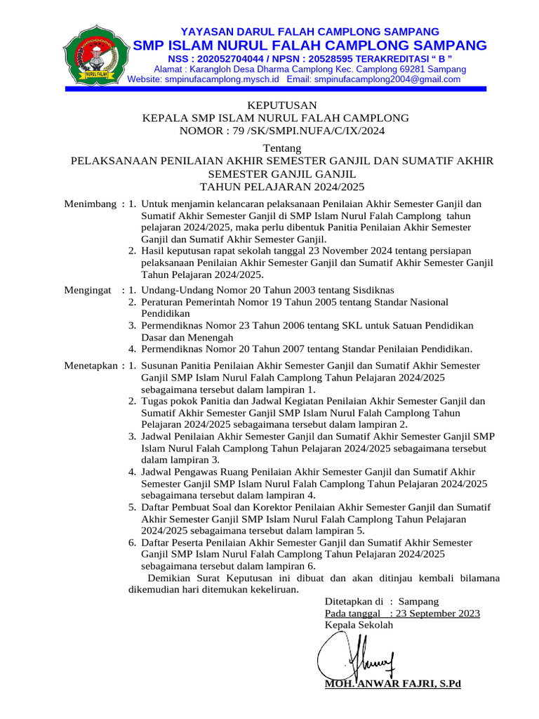 SK PAS DAN SAS Ganjil 2024 - 2025 | PDF