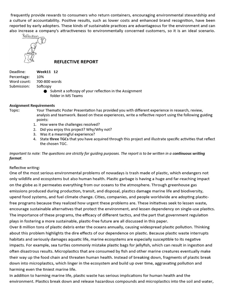 Reflective Report Marking Rubrics | PDF | Waste | Sustainability