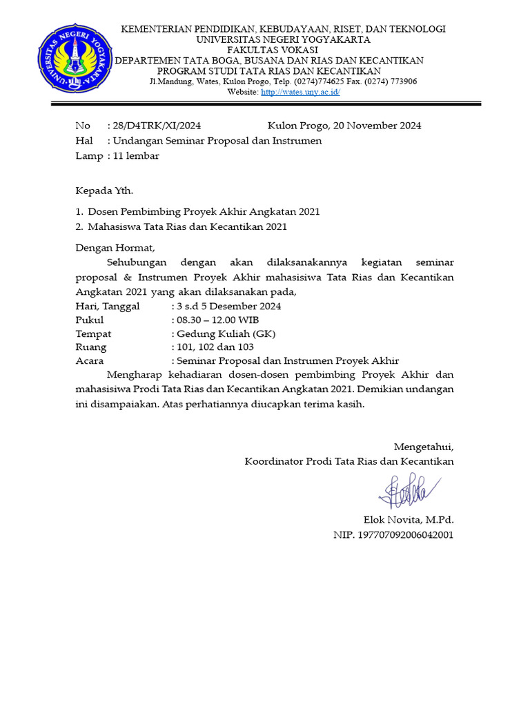 Fix Undangan Sempro Angkatan 2021 | PDF