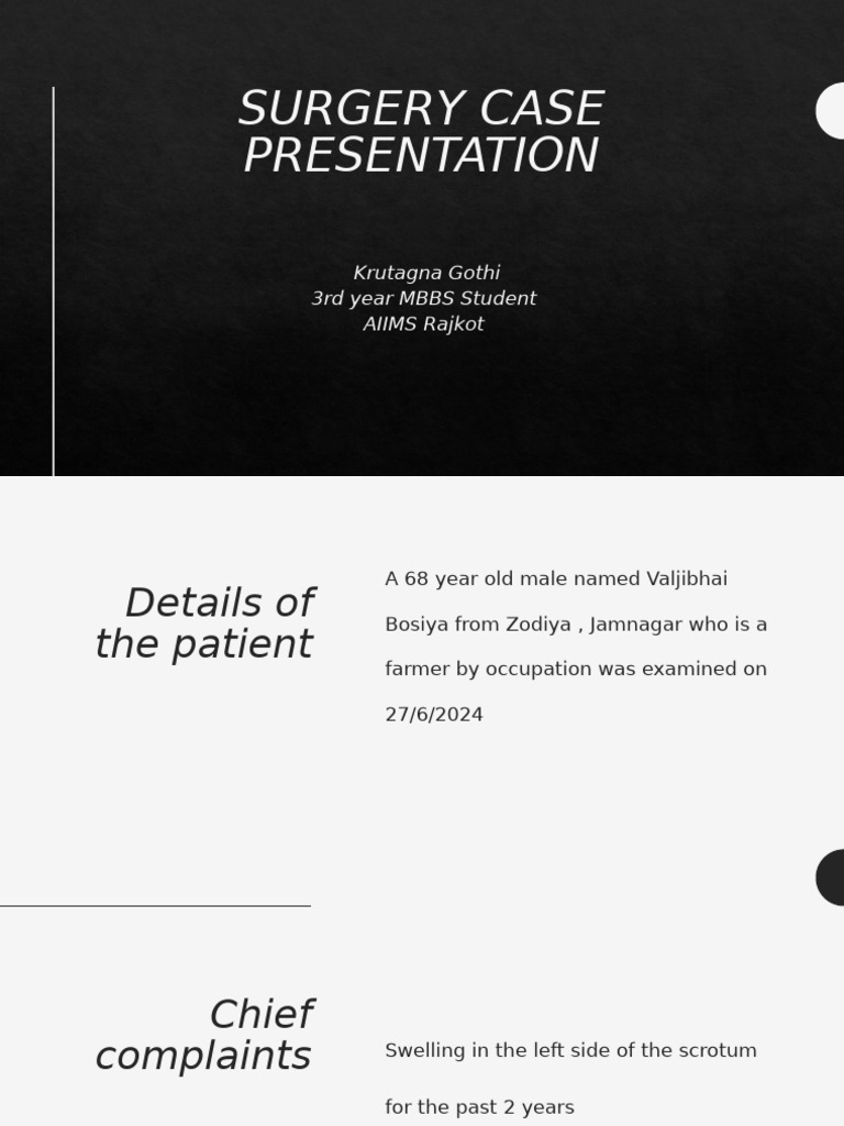 Hydrocele Case PPT | PDF | Clinical Medicine | Medical Specialties