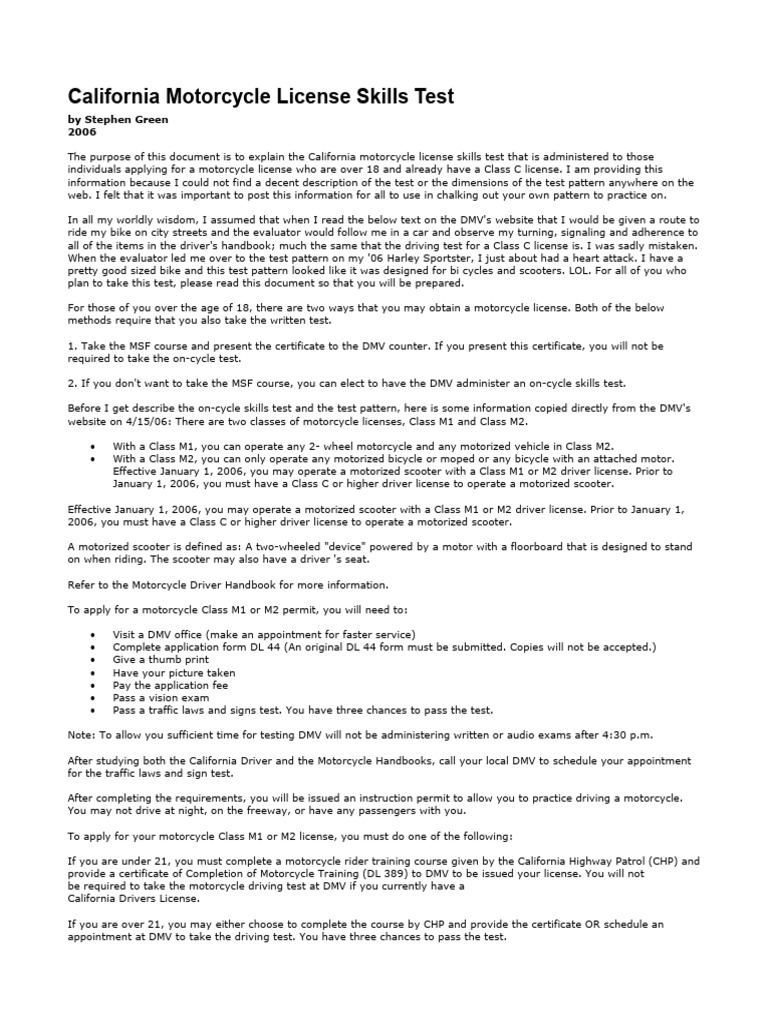 dmv_moto_test | PDF | Driver's License | Transport