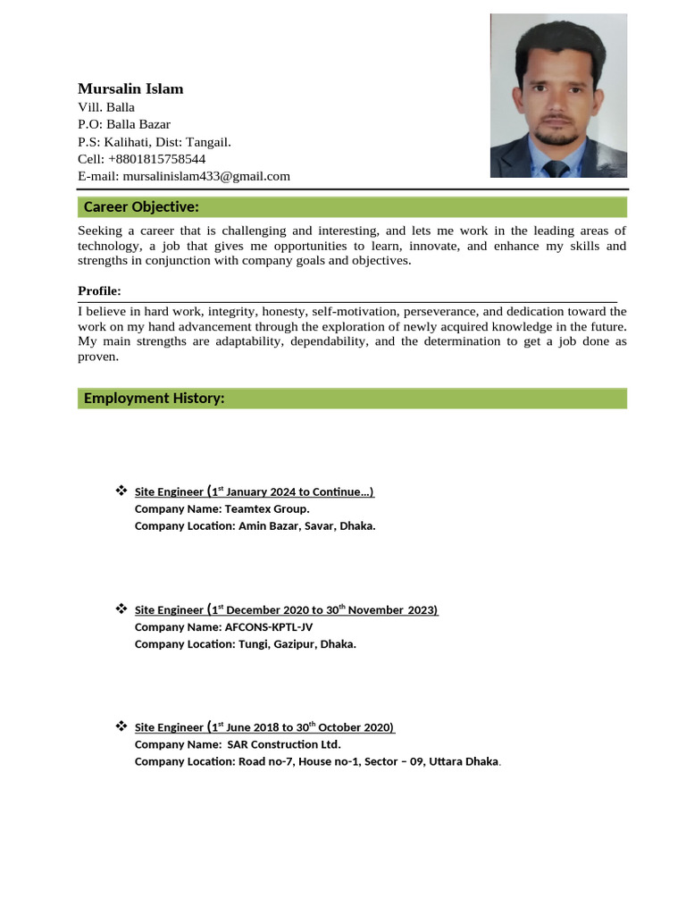 Mursalin CV Update (L) | PDF