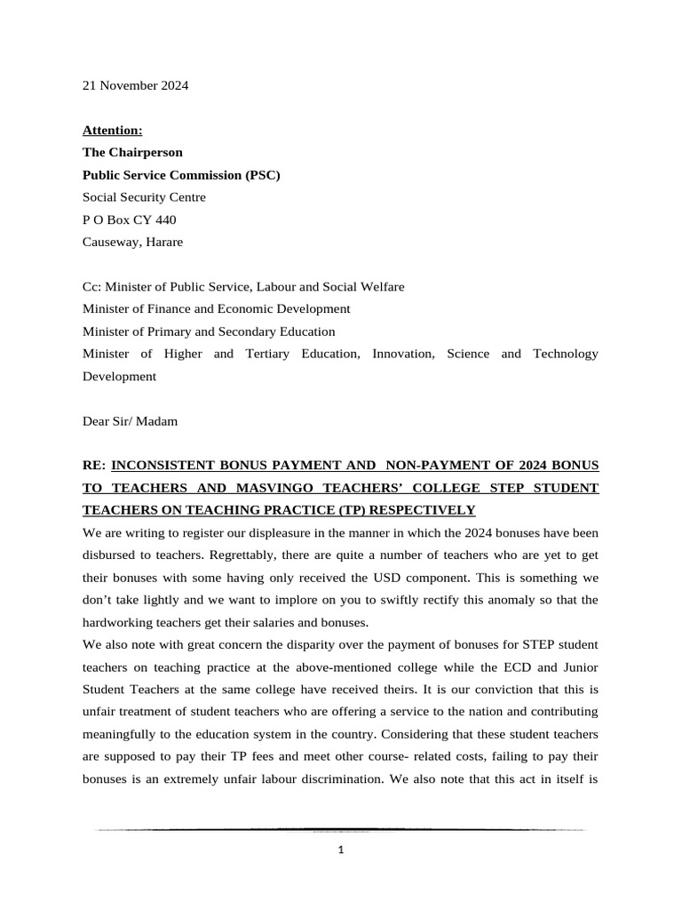 Letter To PSC | PDF