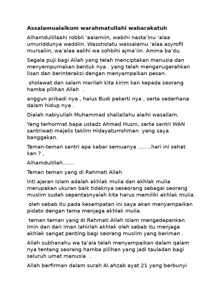 Pidato Akhlak Mulia Pdf