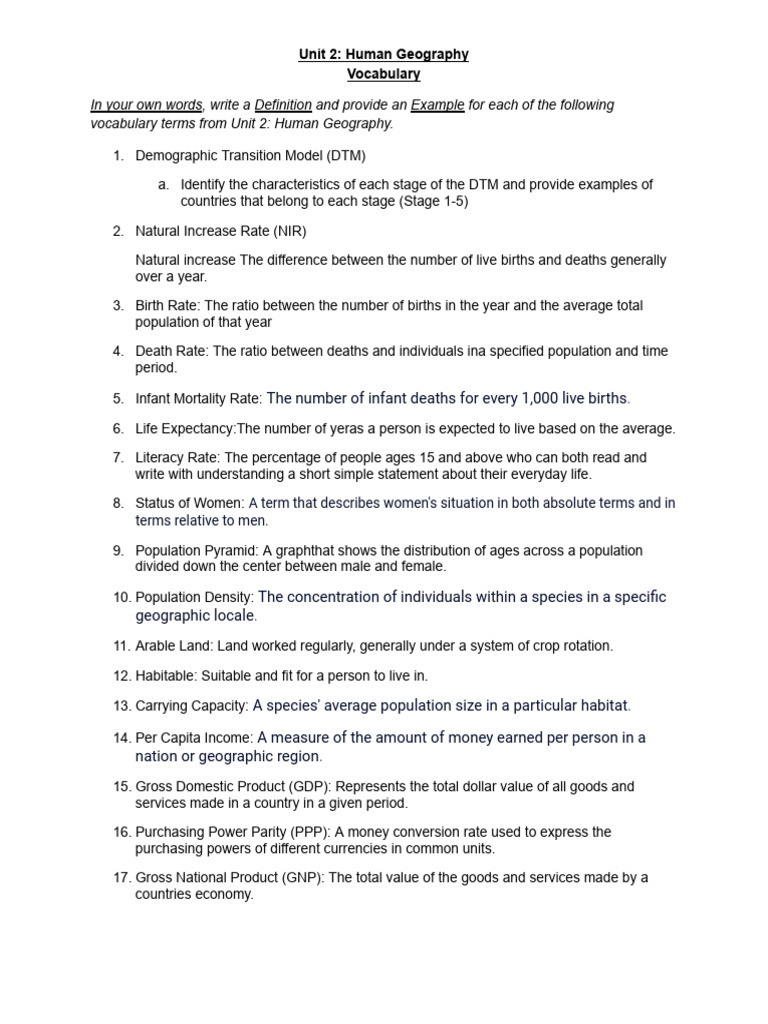 GRAYSON HANSON - Unit 2 Vocabulary - 14223700 | PDF | Gross Domestic Product | Purchasing Power ...
