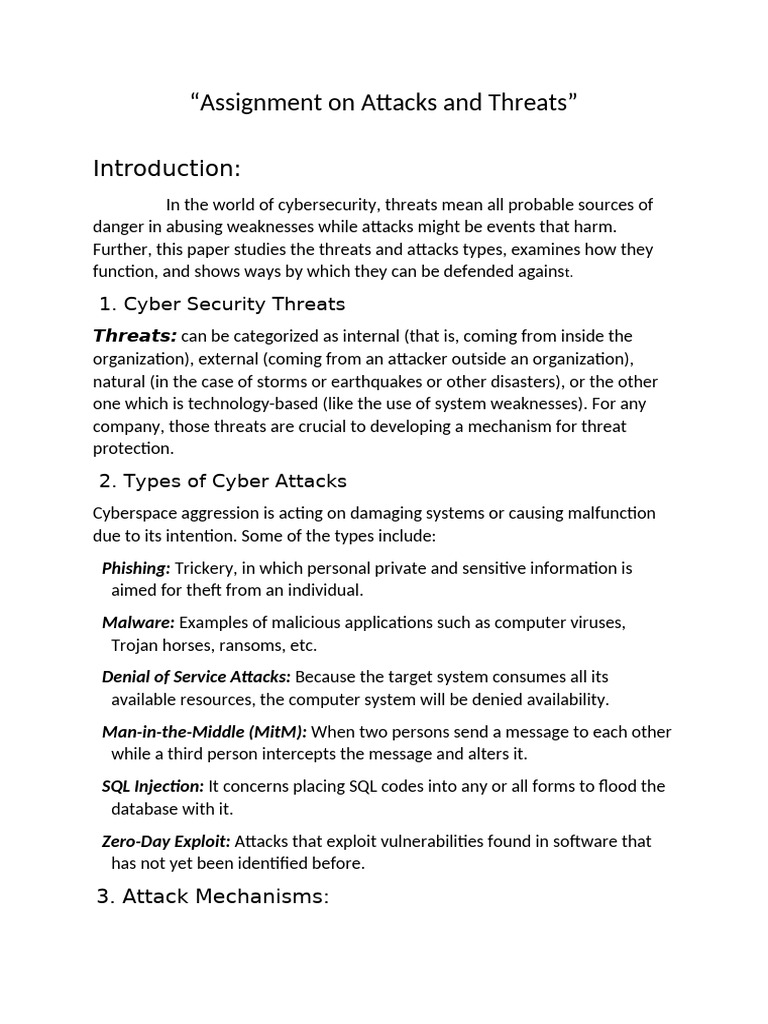 Assignment on Attacks and Threats | PDF