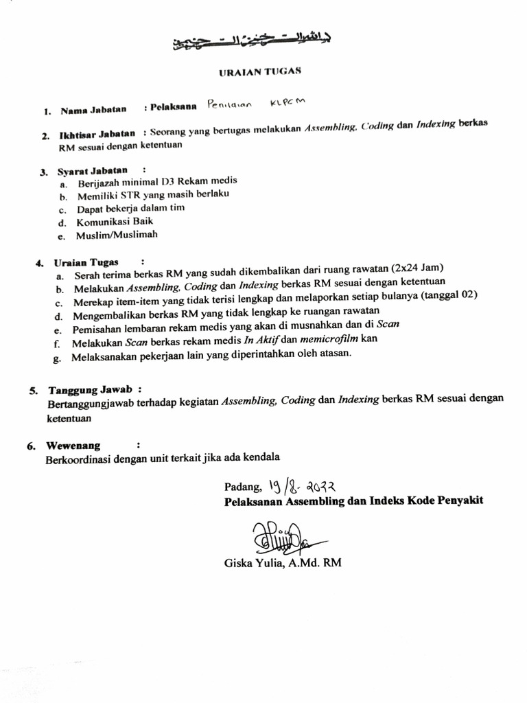 Pelaksana Rekam Medis (KLPCM) | PDF