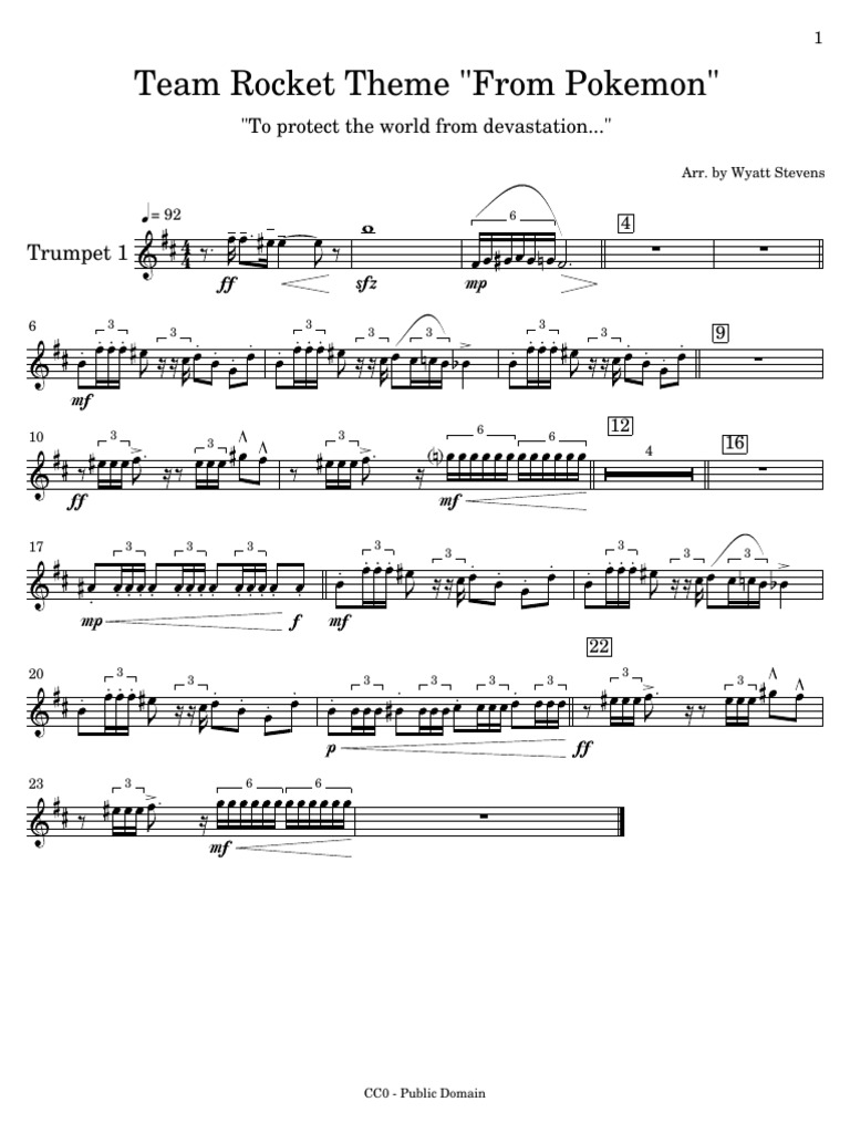 Trumpet Arrangement: Team Rocket Theme | PDF