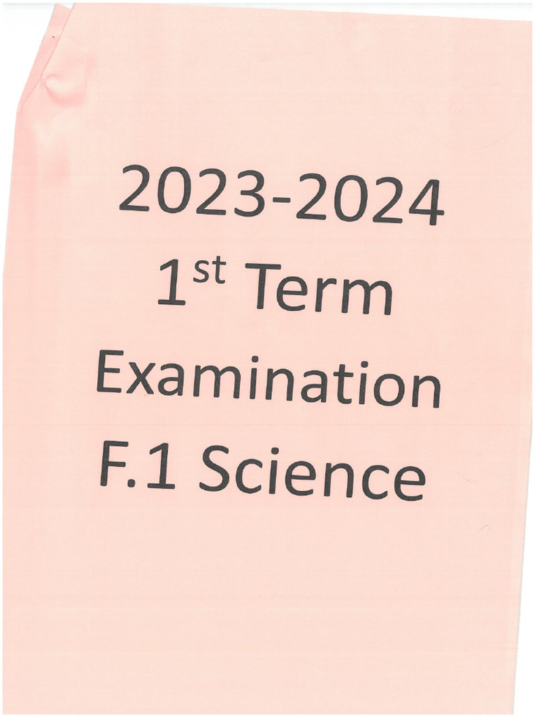 2023-2024 F1 SCIENCE FIRST TERM EXAM | PDF