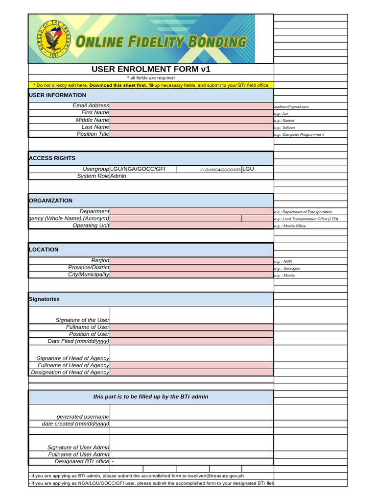 BTR Enrollment Form | PDF | Computing