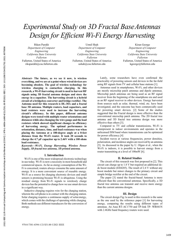 Experimental Study on 3D Fractal Base Antennas Design for Efficient Wi ... Experimental Study on 3D Fractal Base Antennas Design for Efficient Wi ...