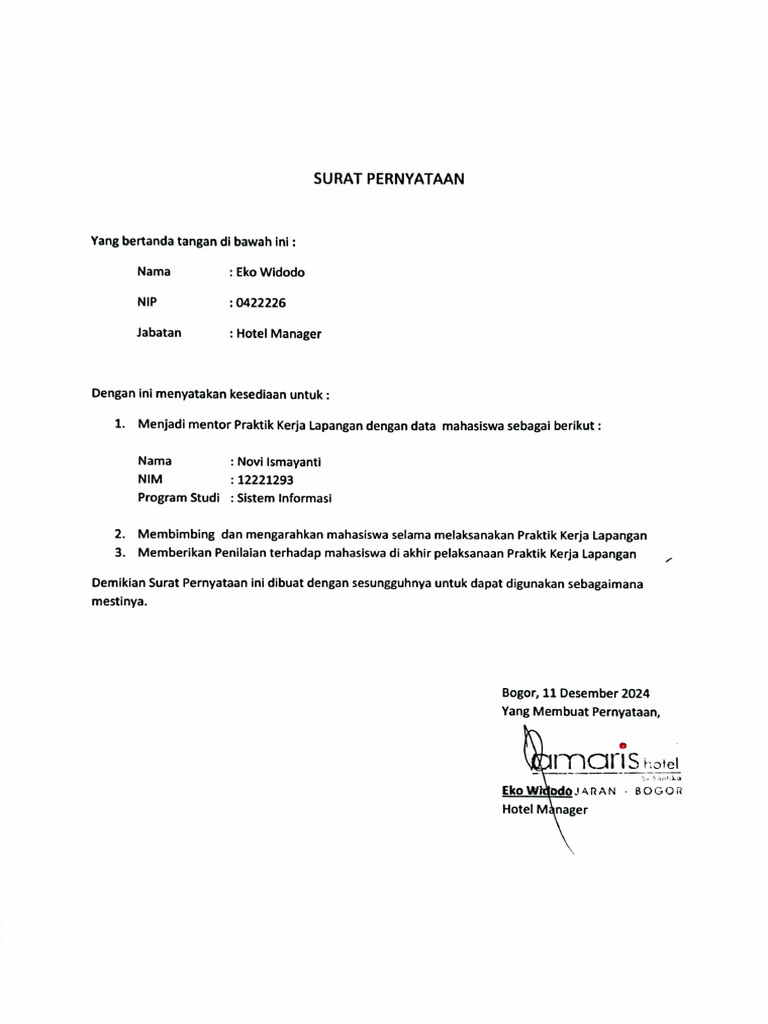Surat Pernyataan Mentor | PDF