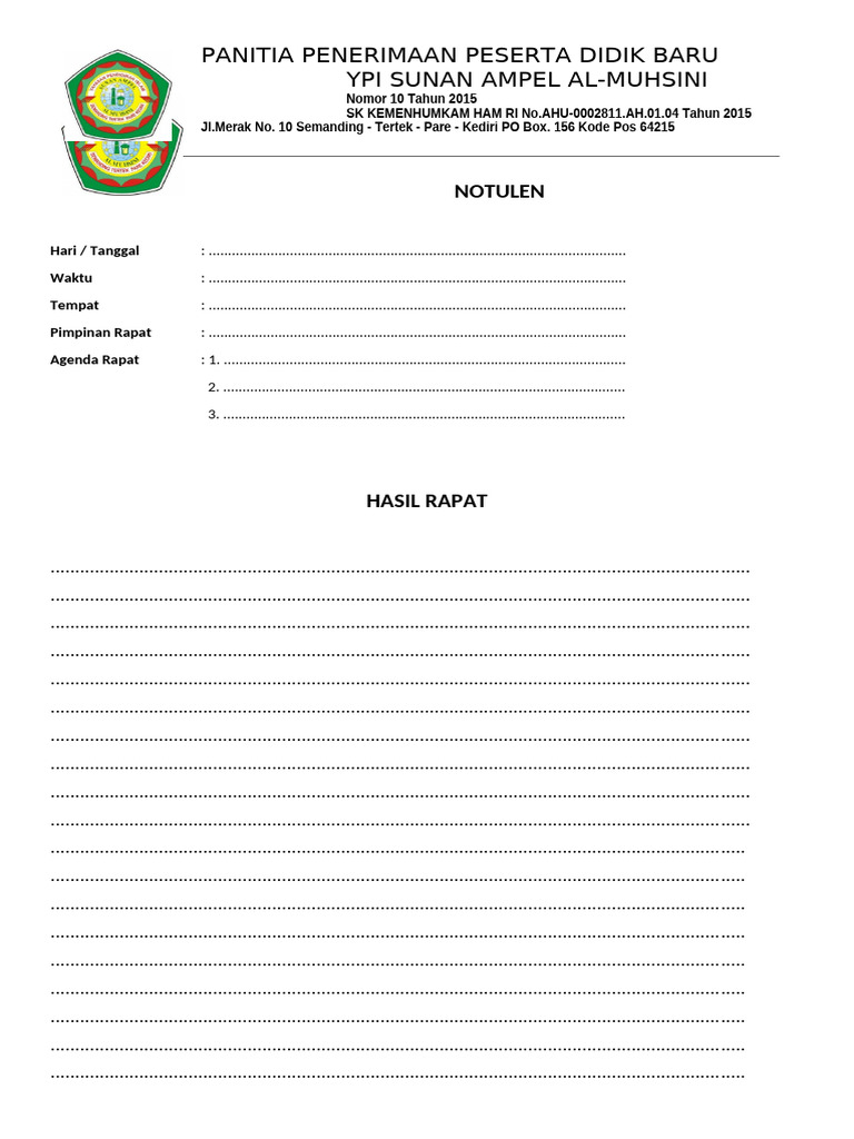 Notula (KOSONG) | PDF