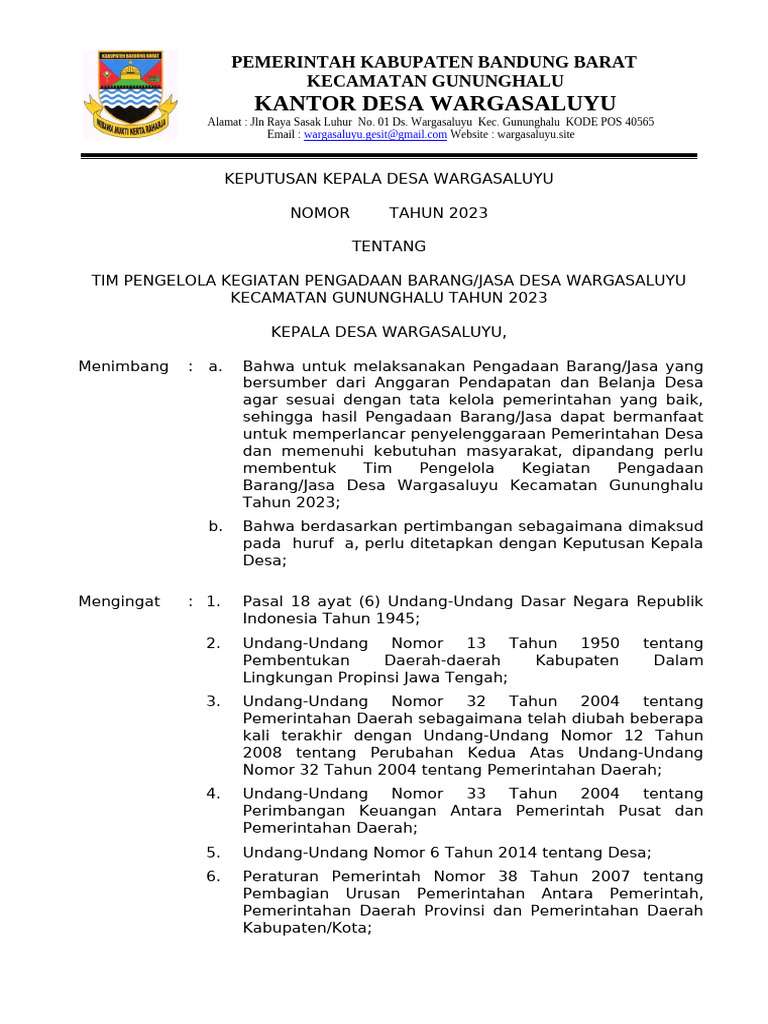 FORMAT_SK_TIM_PENGADAAN_BARANG_DAN_JASA | PDF