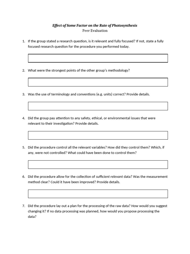 Peer Evaluation Template | PDF