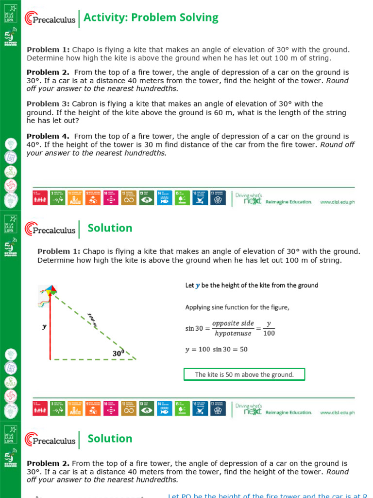 Sample Problems Application Of Trigonometric Functions Module 5 Pdf