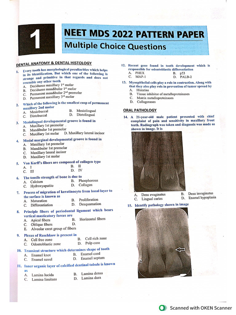 Neet Mds 2022 Pattern Questions (3) - 231109 - 174634 | PDF