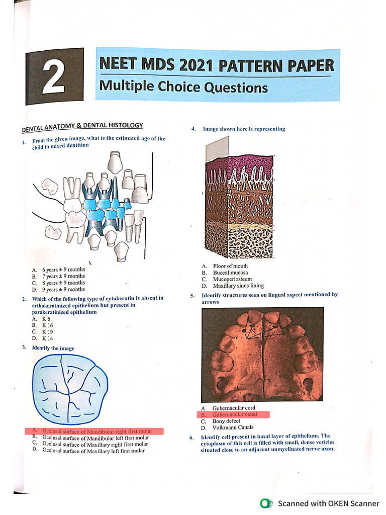 Neet MDS 2021 Questions - 240101 - 230555 | PDF