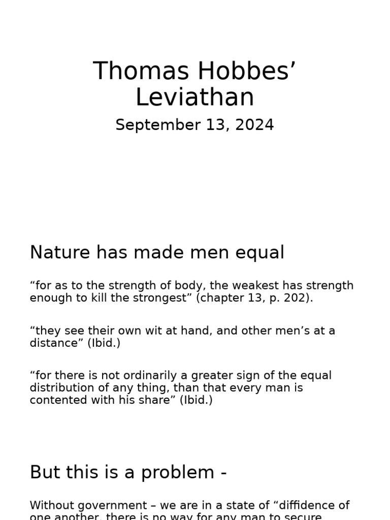 Hobbes Leviathan Lecture 1 | PDF | Justice | Crime & Violence