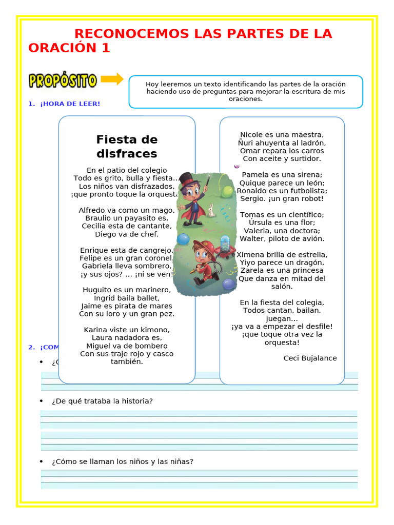 Partes de la Oración para Niños | PDF