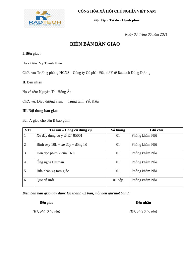 Mẫu_BB bàn giao | PDF