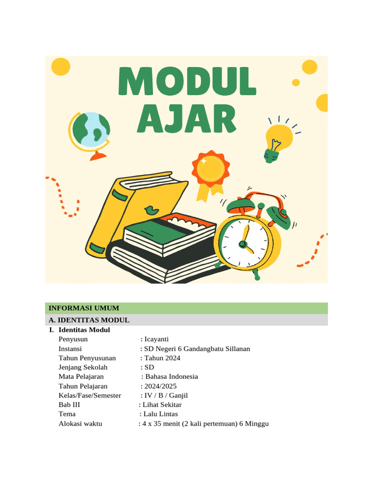 24 Modul Ajar Bindo Kls 4 Ica | PDF