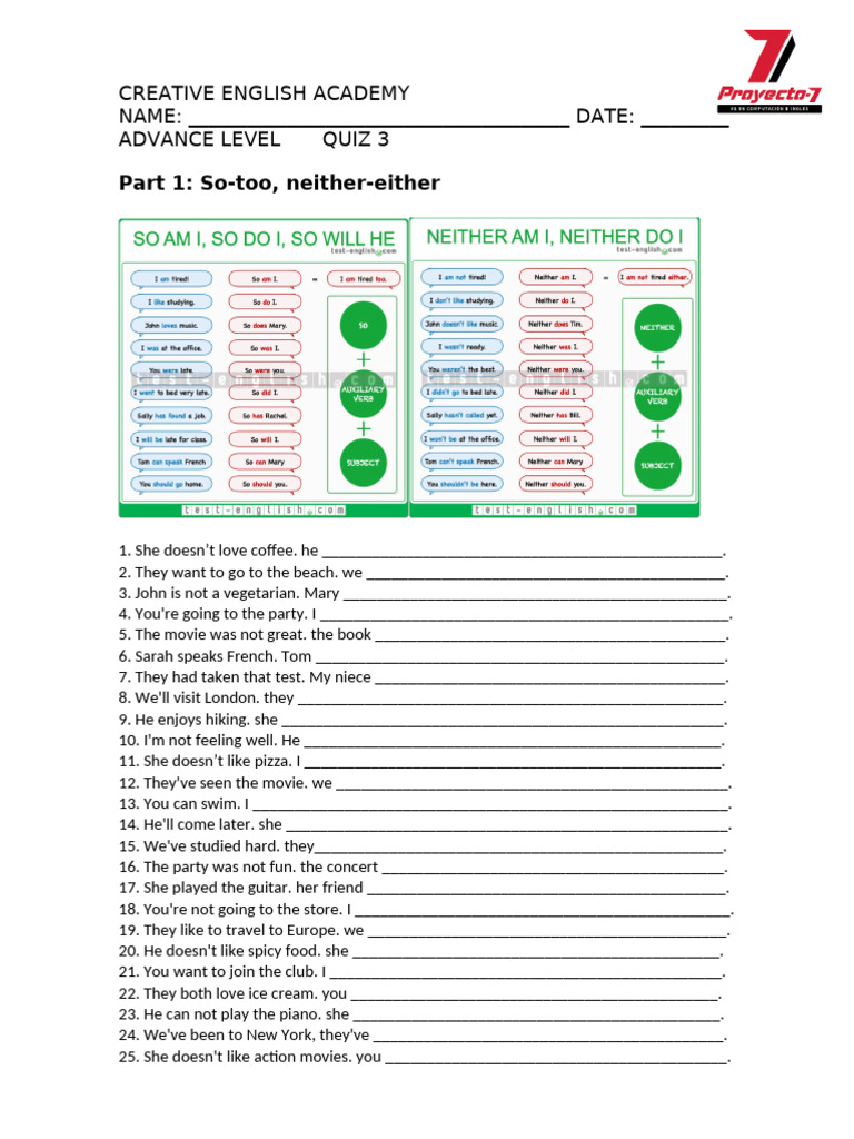 Worksheet 3. - Advance p7 | PDF