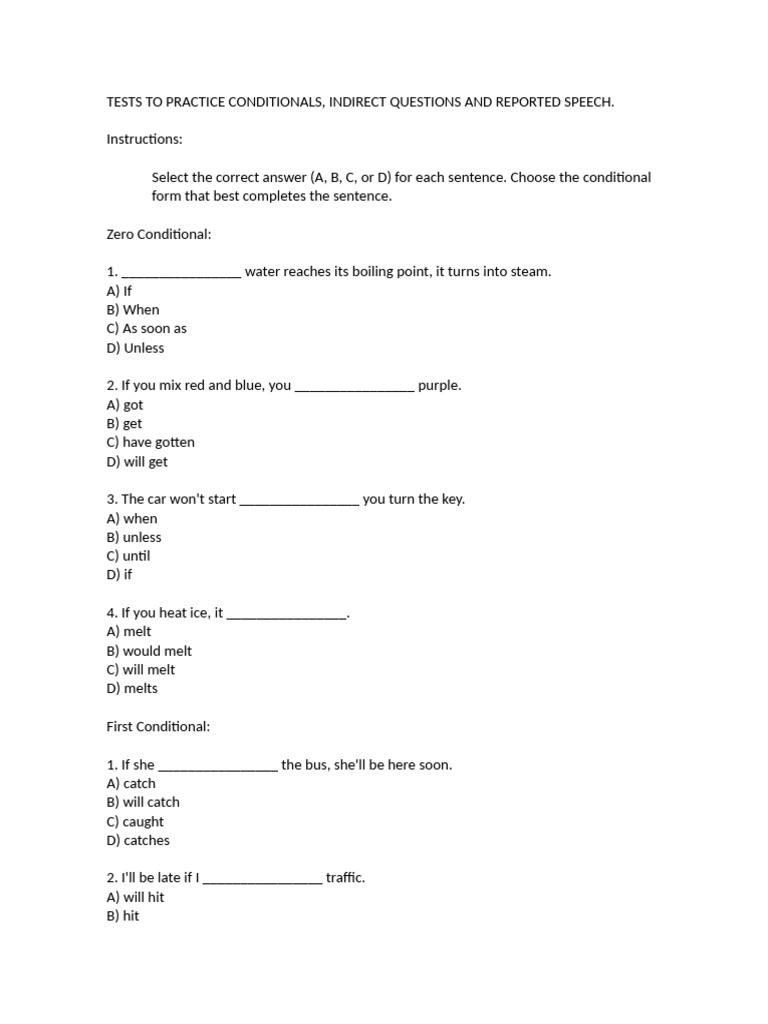 Tests To Practice Conditionals 2 | PDF