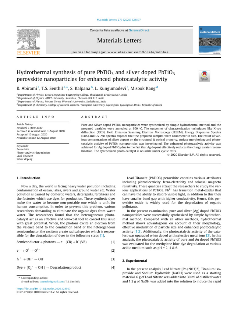 PbTiO3 Pure and Ag Doped | PDF | Nanoparticle | Condensed Matter Physics