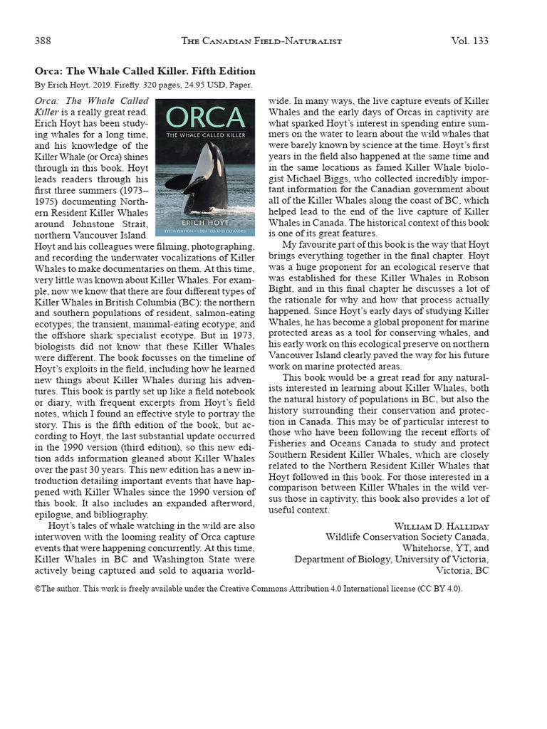 Orca: The Whale Called Killer Review | PDF | Toothed Whales | Marine ...