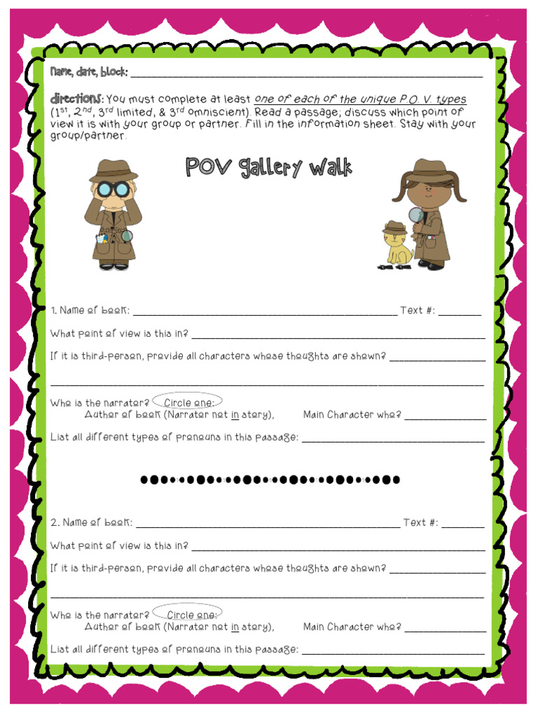 POV Analysis Worksheet for Literature | PDF | Narration | Literary Concepts