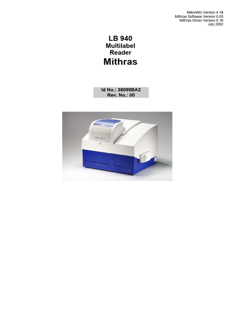LB 940 Multilabel Reader Mithras Id No._ 38099BA2 Rev. No._ 00 | PDF ...