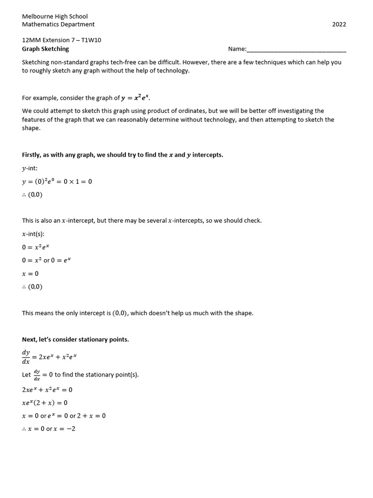 12MM 2022 Extension 7 - T1W10 - Graph Sketching | PDF | Applied Mathematics | Mathematical Relations