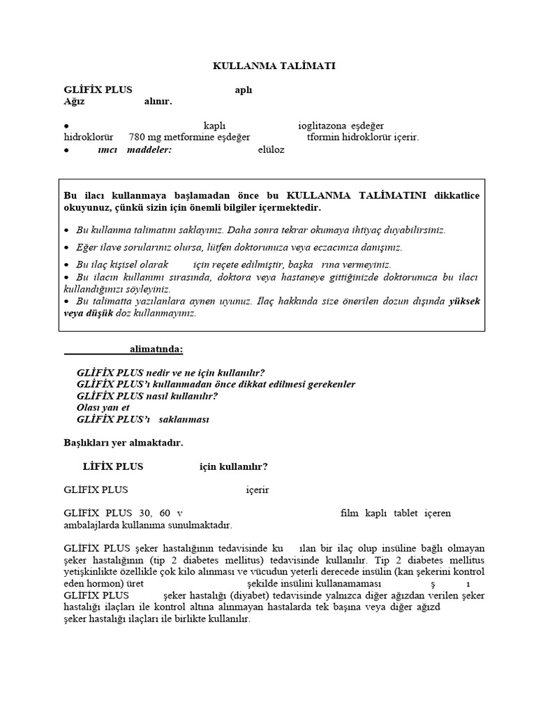 Glifix Plus 15 MG 1000 MG Film Kapli Tablet KT | PDF